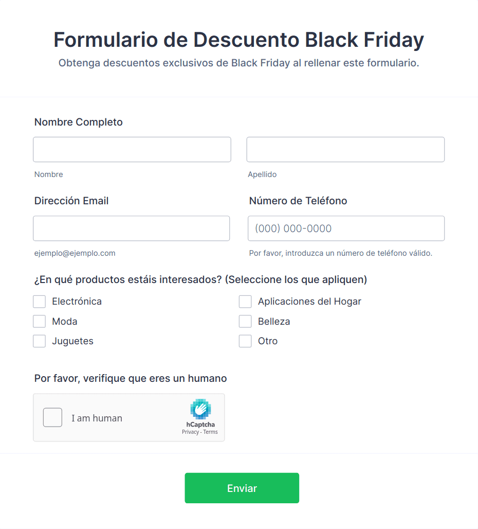 Formulario de Descuento Black Friday Plantilla de formulario | Jotform