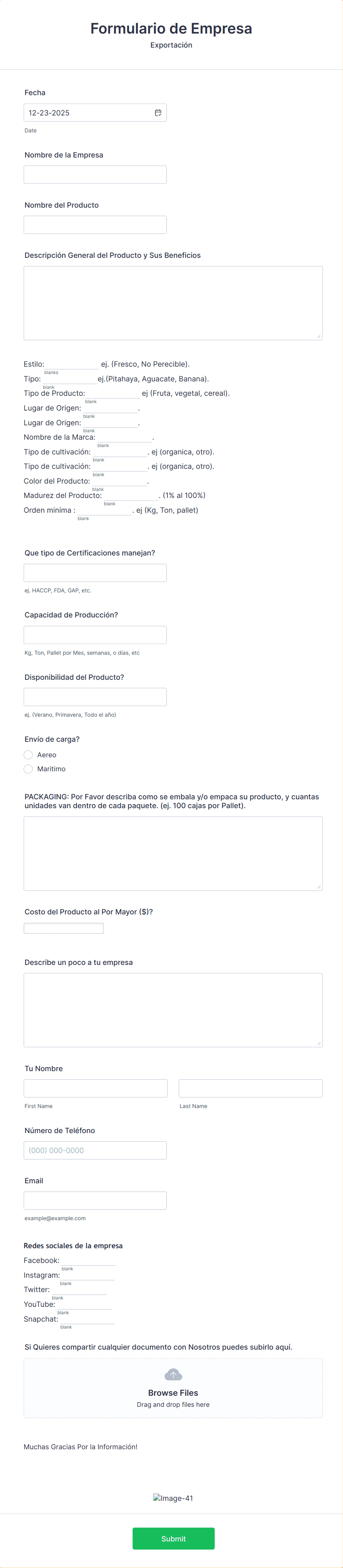 Formulario de Empresa Plantilla de formulario | Jotform