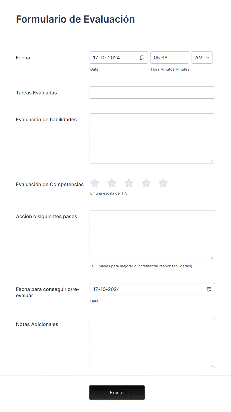 Formulario de Evaluación Plantilla de formulario | Jotform