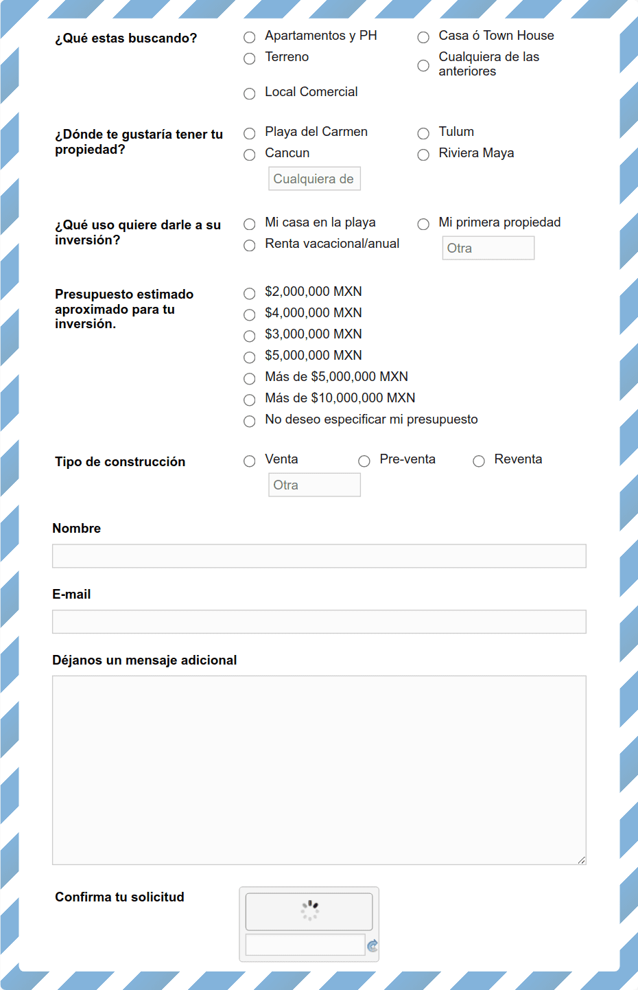 Formulario de Precalificación de Clientes de Bienes Raíces Plantilla de ...