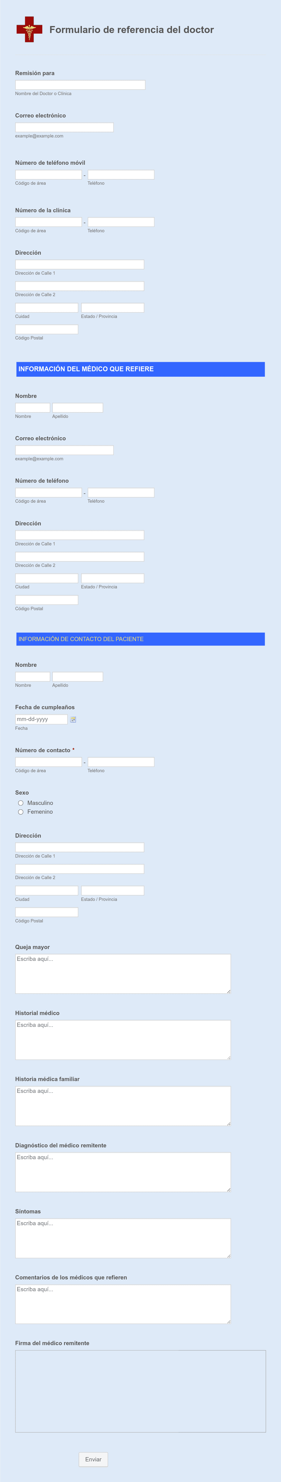 Formulario de referencia del doctor Plantilla de formulario | Jotform