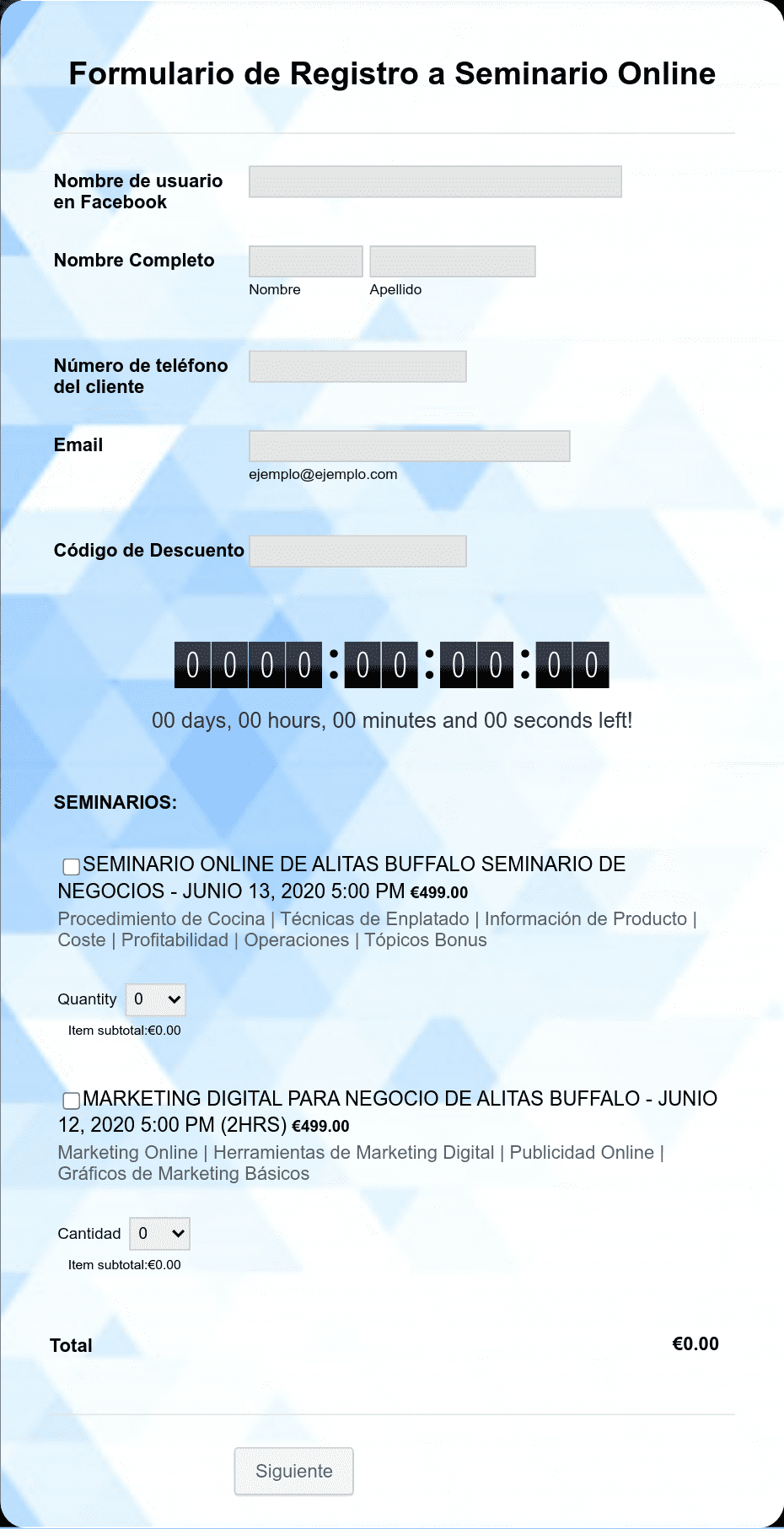 Formulario de Registro a Seminario Online Plantilla de formulario | Jotform