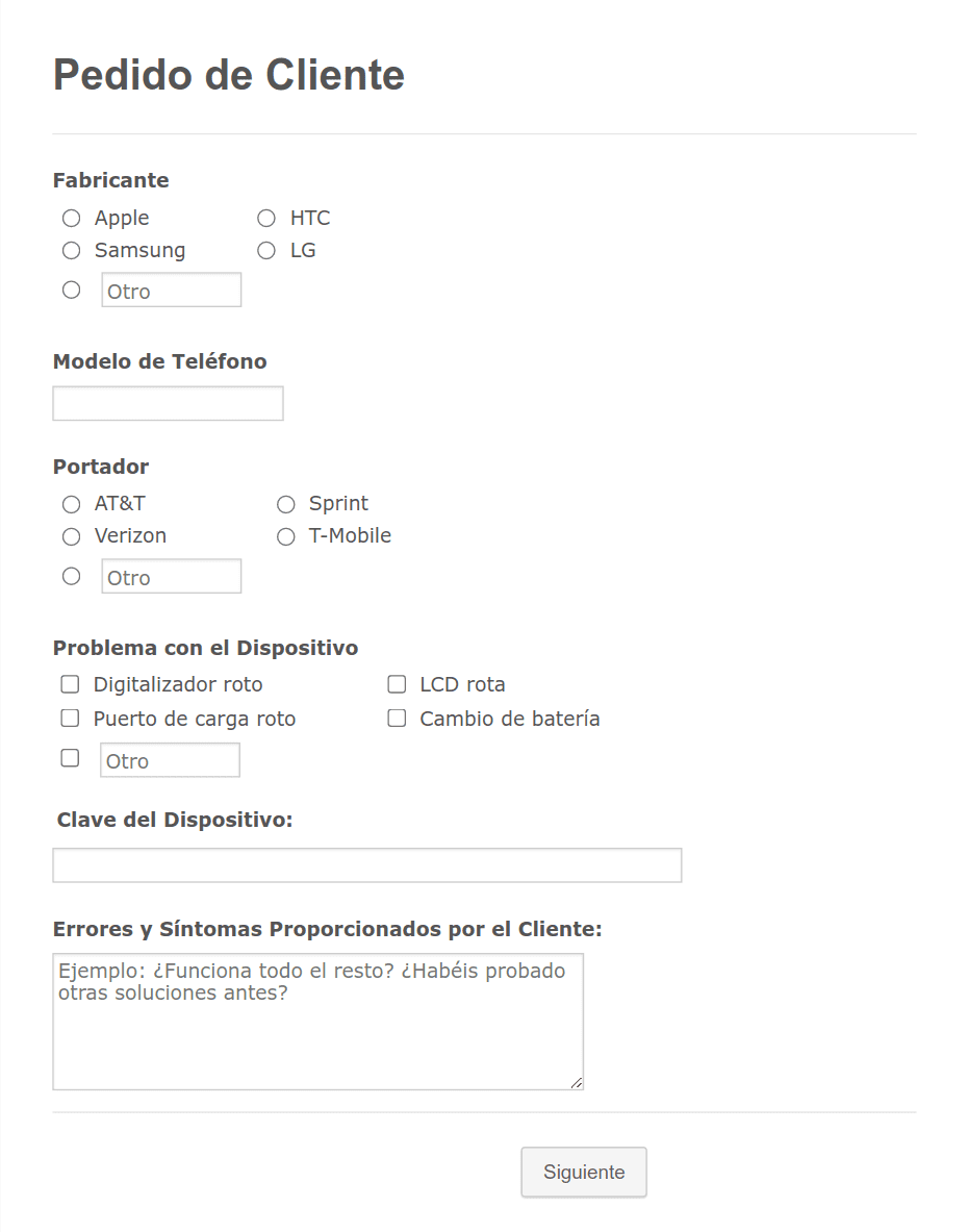Formulario de Reparación de Teléfono Plantilla de formulario | Jotform