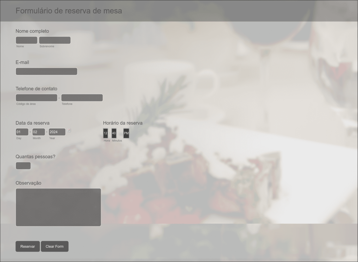 Formulário de Reserva de Mesa Modelo de Formulário | Jotform