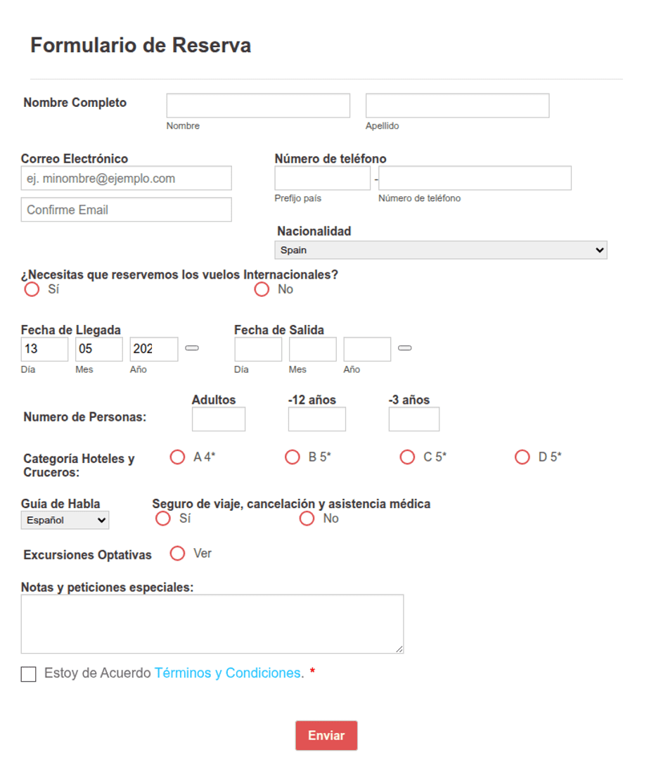 Formulario de reserva Egitpo Plantilla de formulario | Jotform