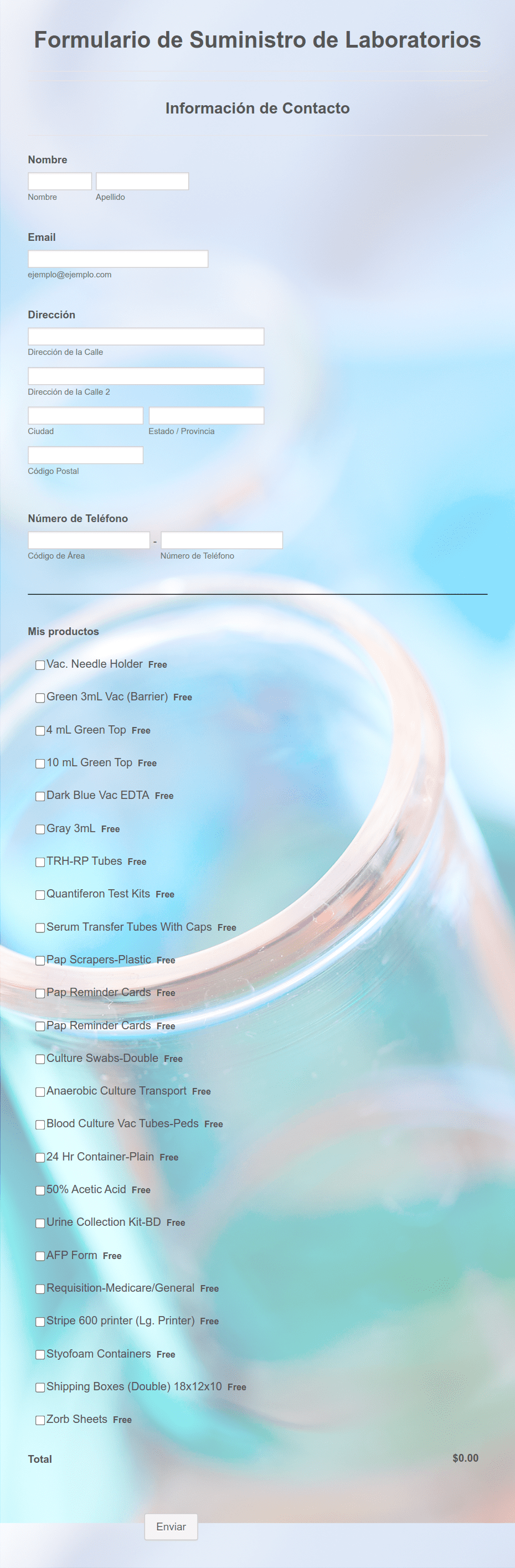 Formulario de Suministro de Laboratorios Plantilla de formulario | Jotform