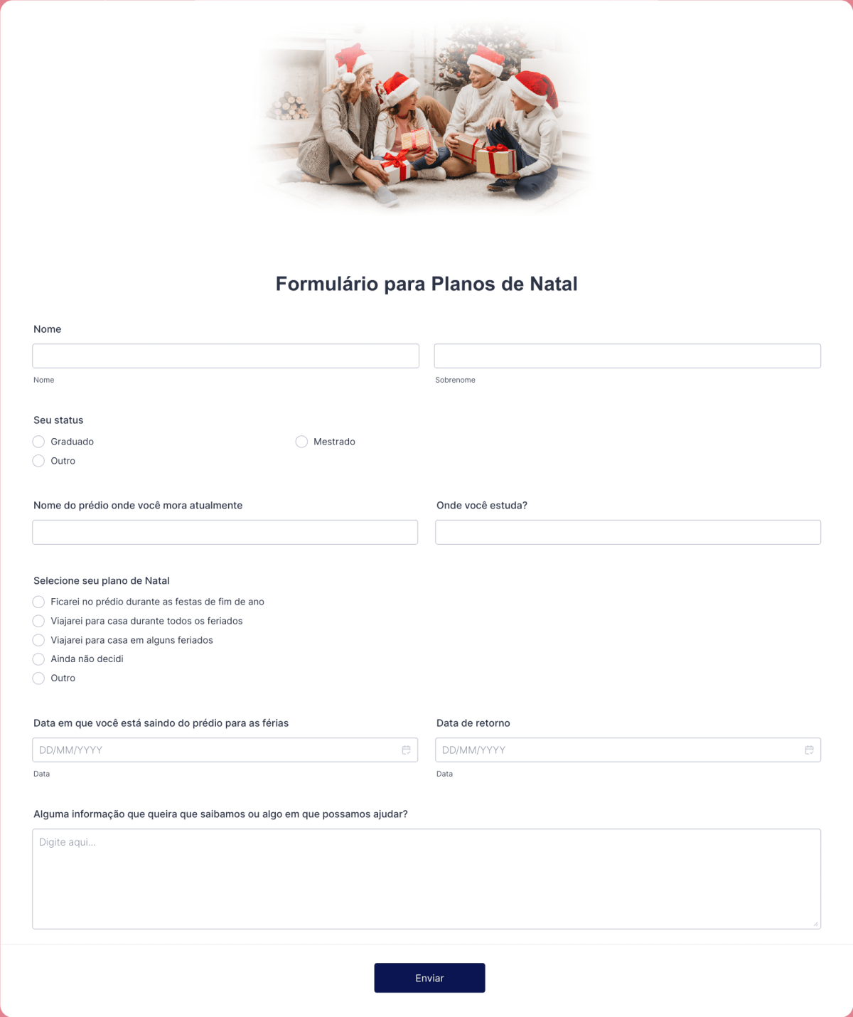 Formulário para Planos de Natal Modelo de Formulário | Jotform