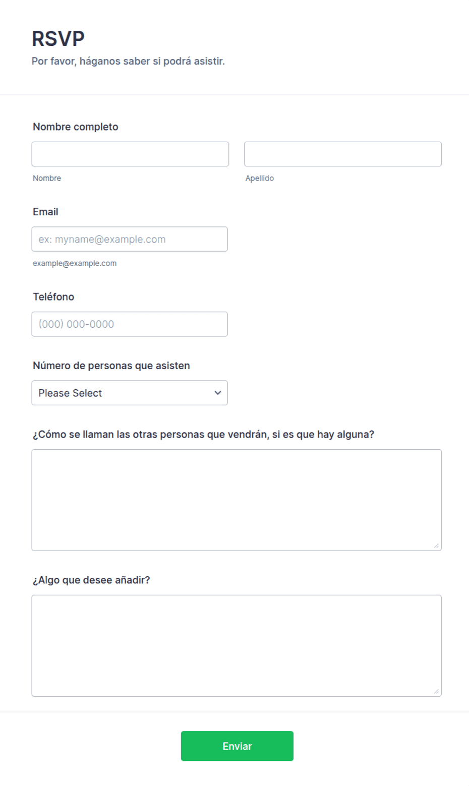 Formulario para responder a un evento ahora | Jotform