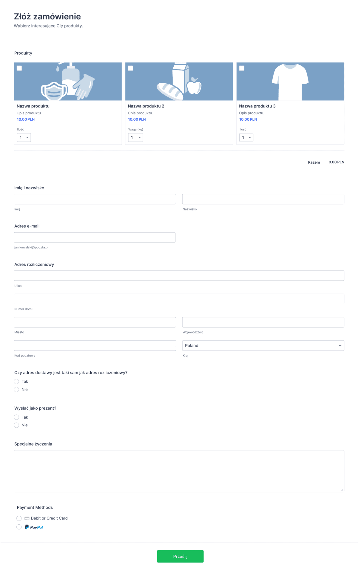 Formularz Płatniczy PayPal Business Szablon Formularza | Jotform