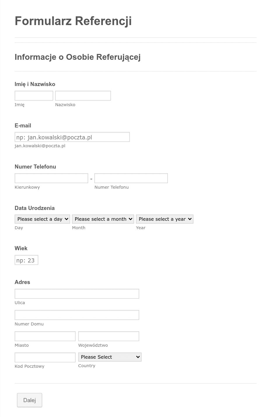 Formularz Referencji Szablon Formularza | Jotform