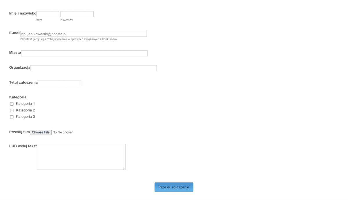 Formularz Rejestracji na Konkurs Szablon Formularza | Jotform