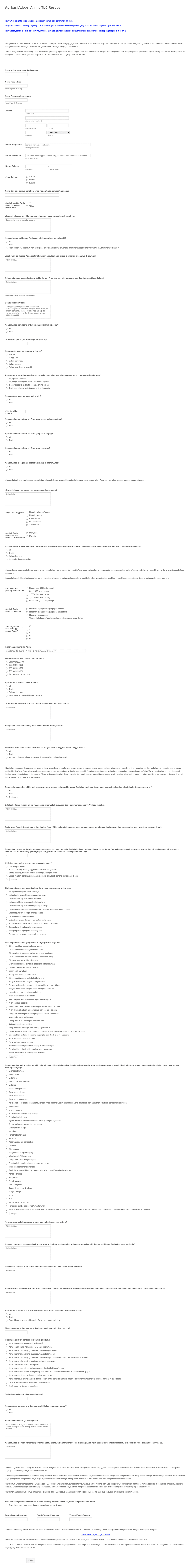 Formulir Aplikasi Adopsi Anjing Template Formulir | Jotform