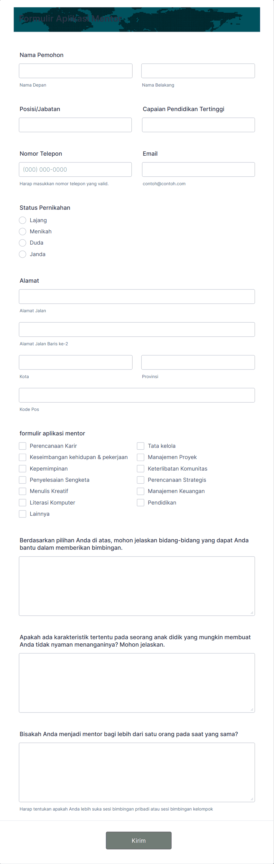 Formulir Aplikasi Mentor | Jotform