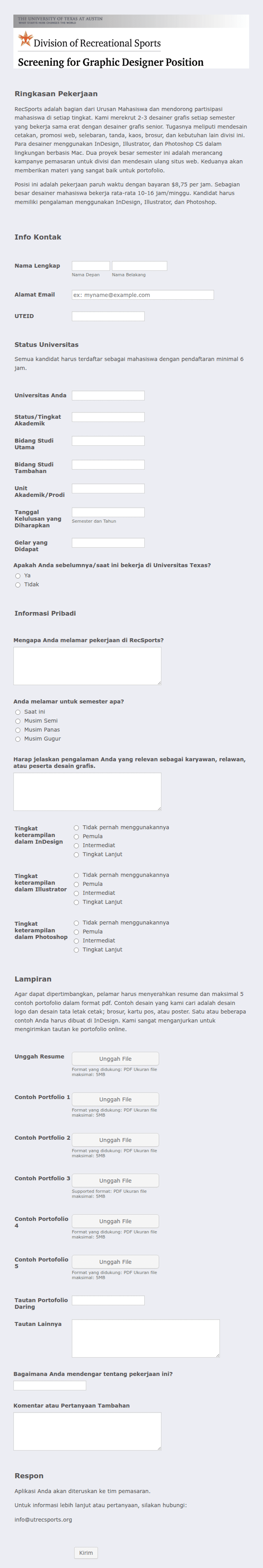 Formulir Aplikasi Pekerjaan Desain Grafis Template Formulir | Jotform