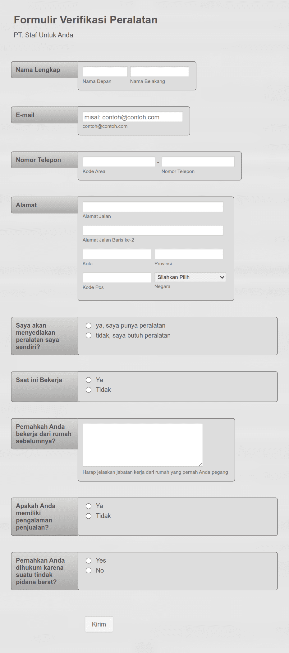 Formulir Aplikasi Pekerjaan Tenaga Penjualan Template Formulir | Jotform