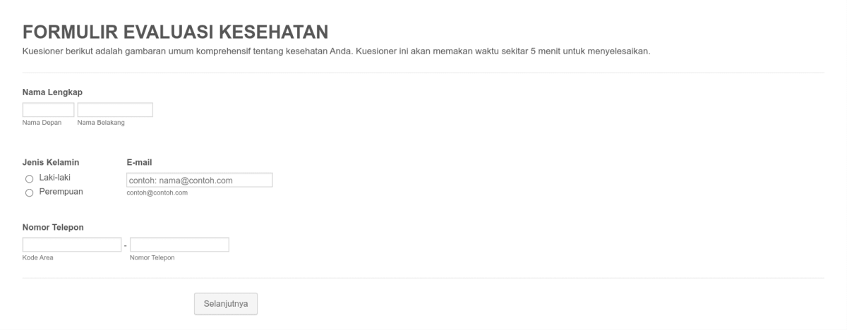 Formulir Evaluasi Kesehatan Template Formulir | Jotform