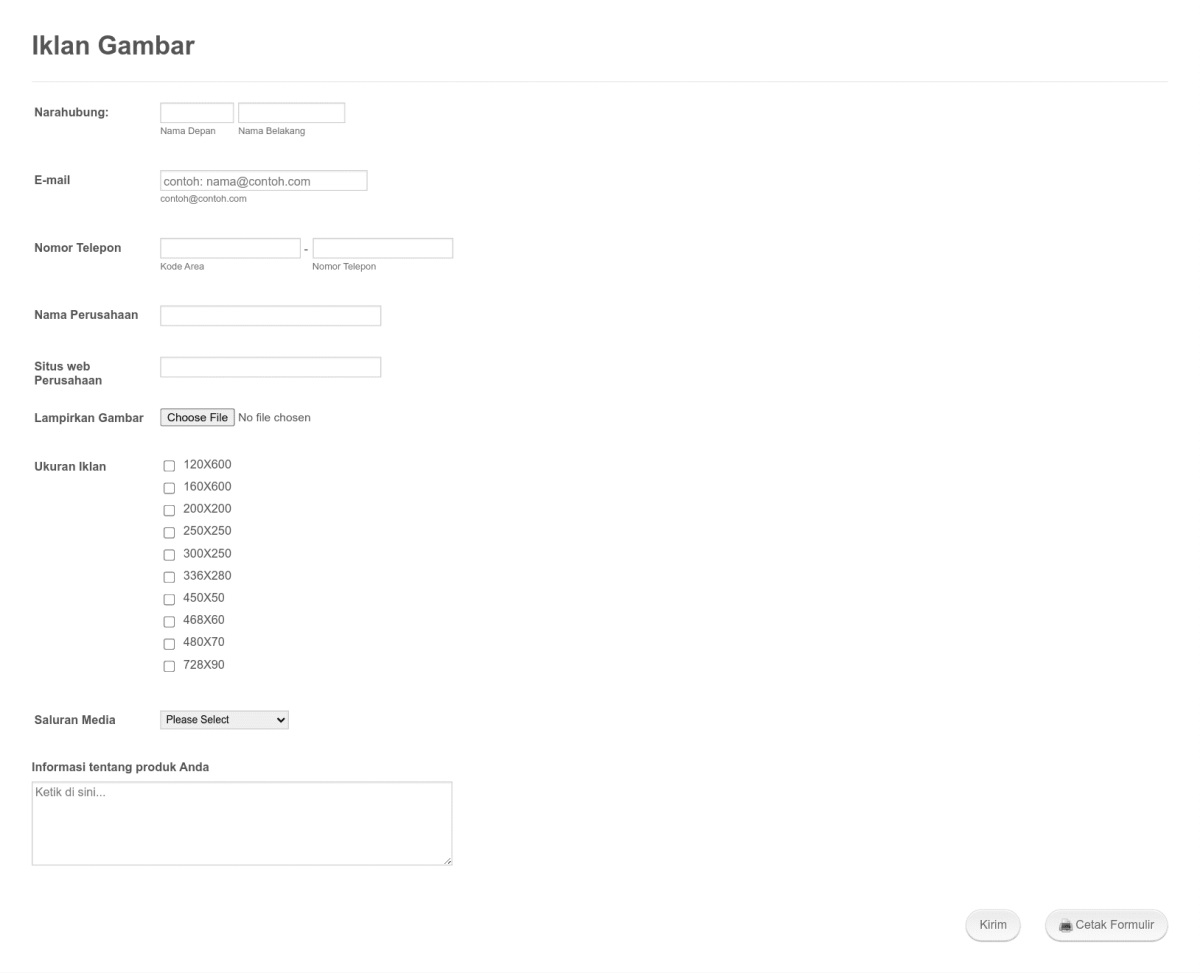 Formulir Iklan Gambar Template Formulir | Jotform