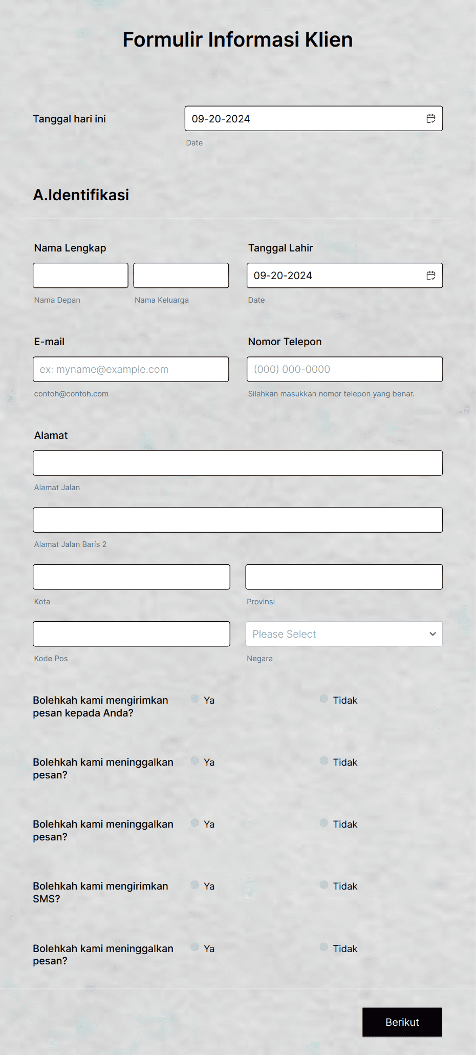 Formulir Informasi Klien Template Formulir | Jotform