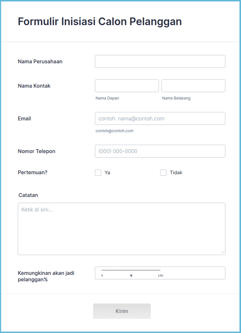 Formulir Inisiasi Calon Pelanggan Template Formulir | Jotform