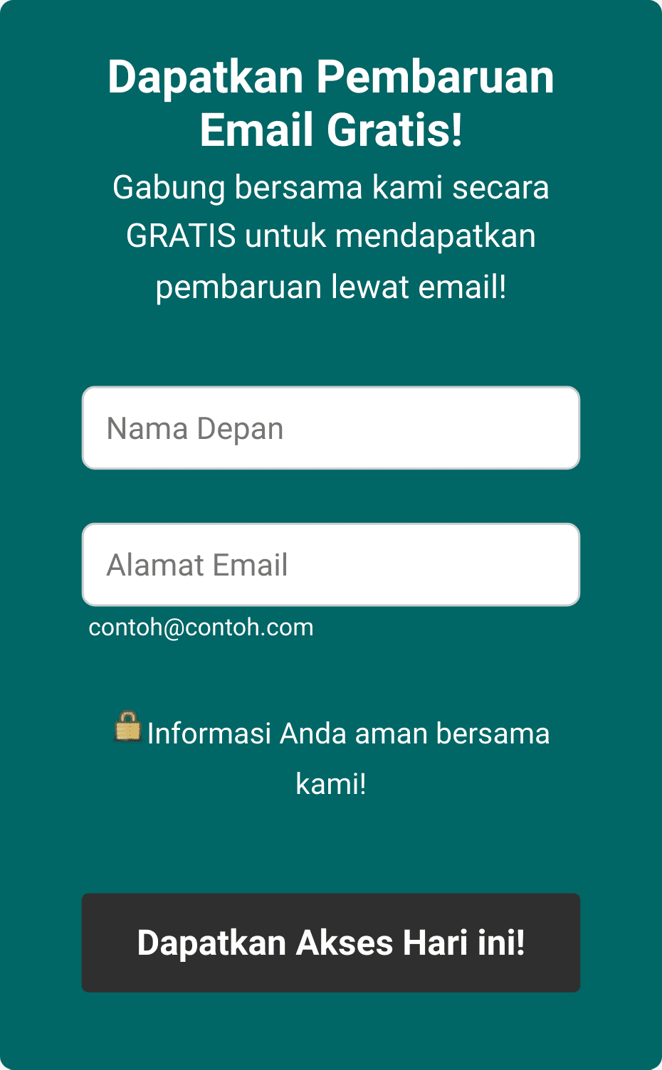 Formulir Keikutsertaan-Dapatkan Pembaruan Email Gratis! Template ...
