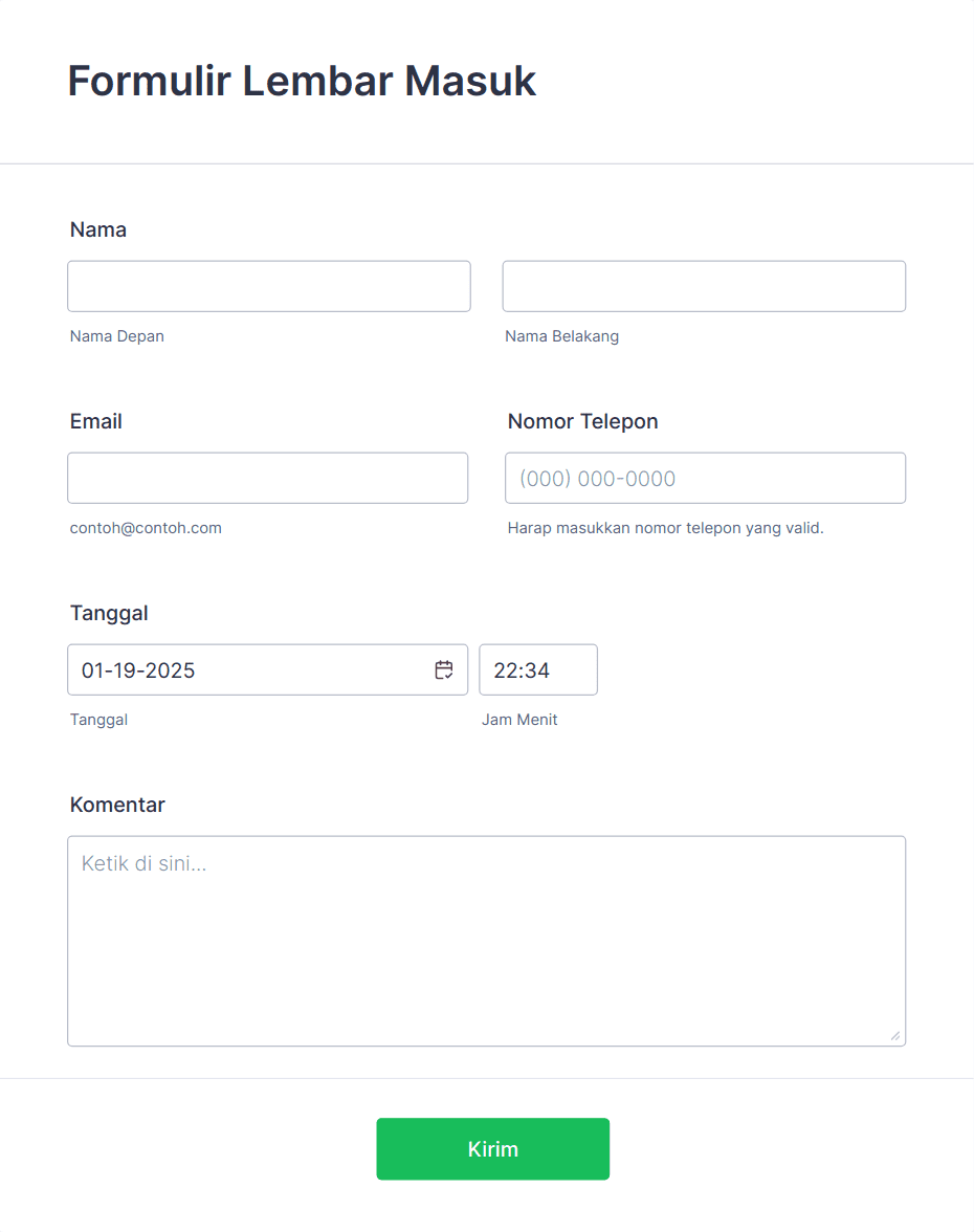 Formulir Lembar Masuk Template Formulir | Jotform