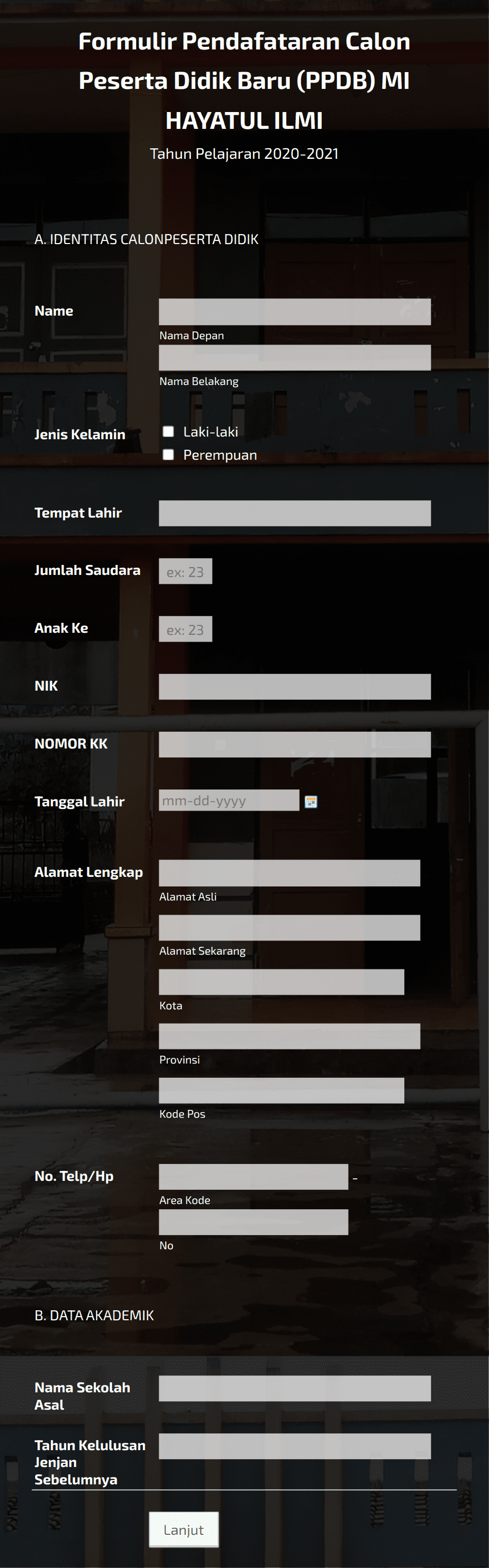 Formulir Pendafataran Calon Peserta Didik Baru (PPDB) MI HAYATUL ILMI ...