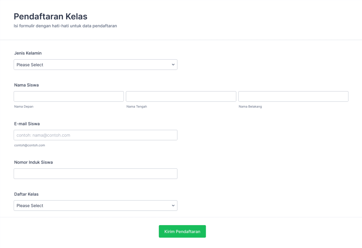 Formulir Pendaftaran Kelas Template Formulir | Jotform