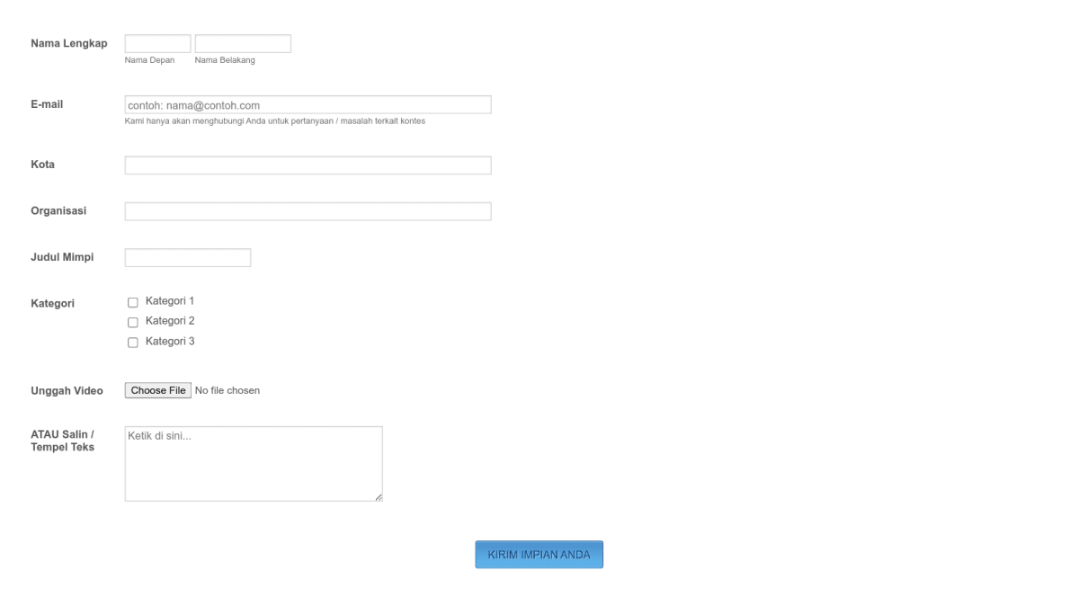 Formulir Pendaftaran Kontes Template Formulir | Jotform