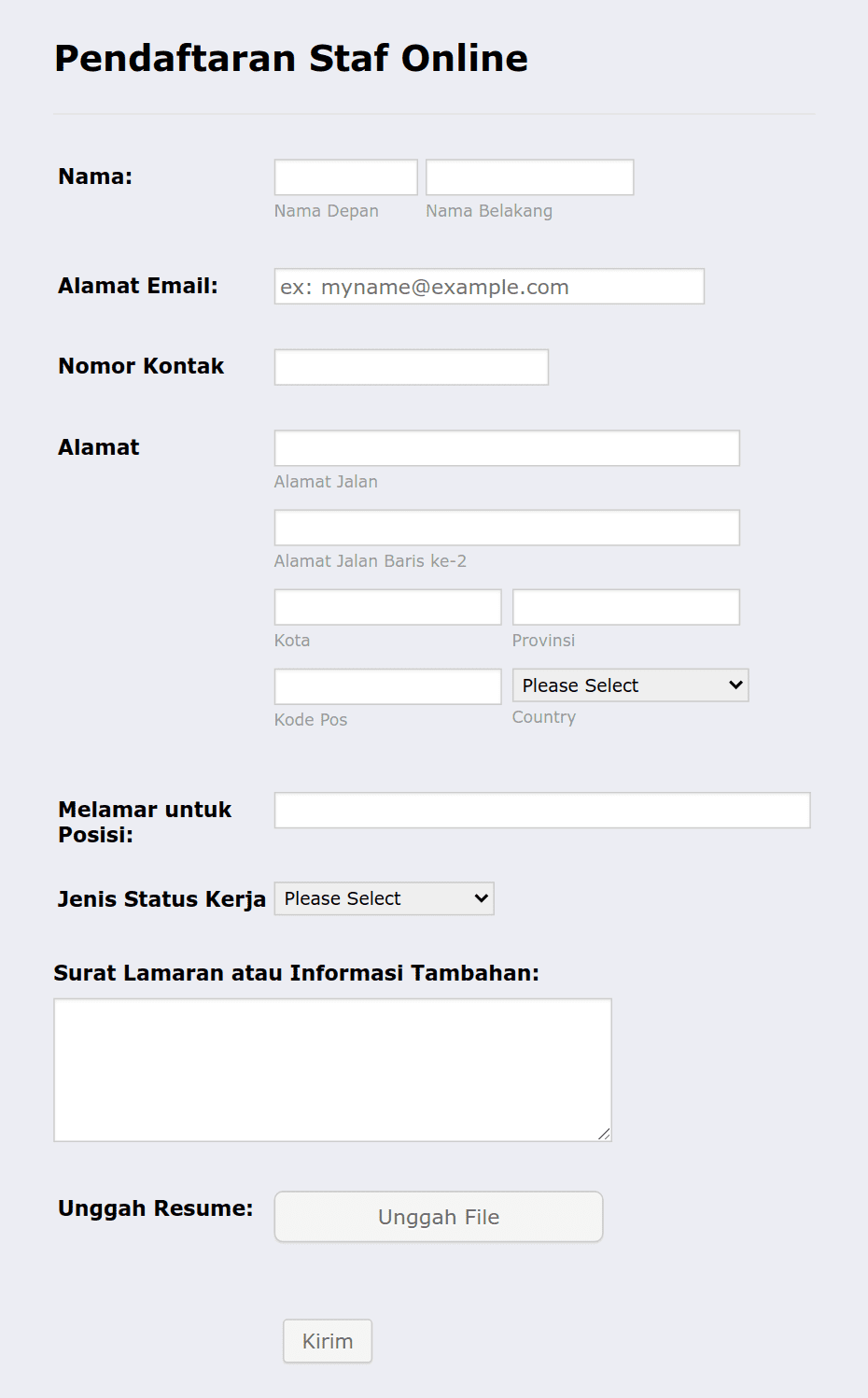 Formulir Pendaftaran Staf Online Template Formulir | Jotform