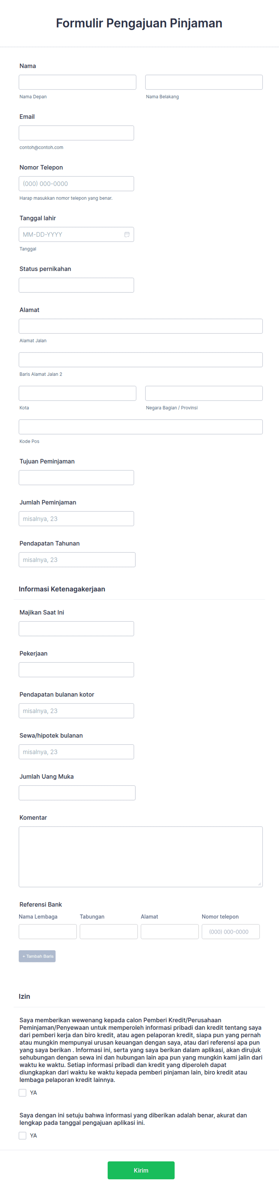 Formulir Pengajuan Pinjaman Template Formulir | Jotform
