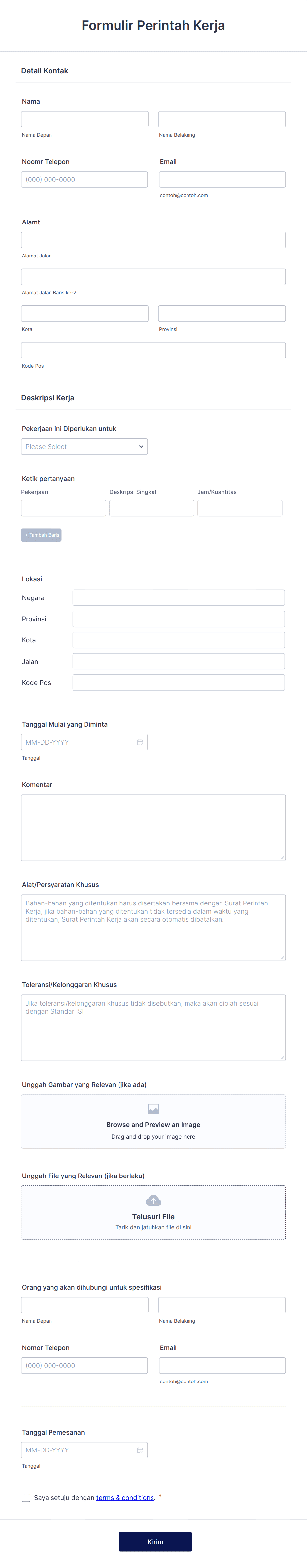 Formulir Perintah Kerja Template Formulir | Jotform