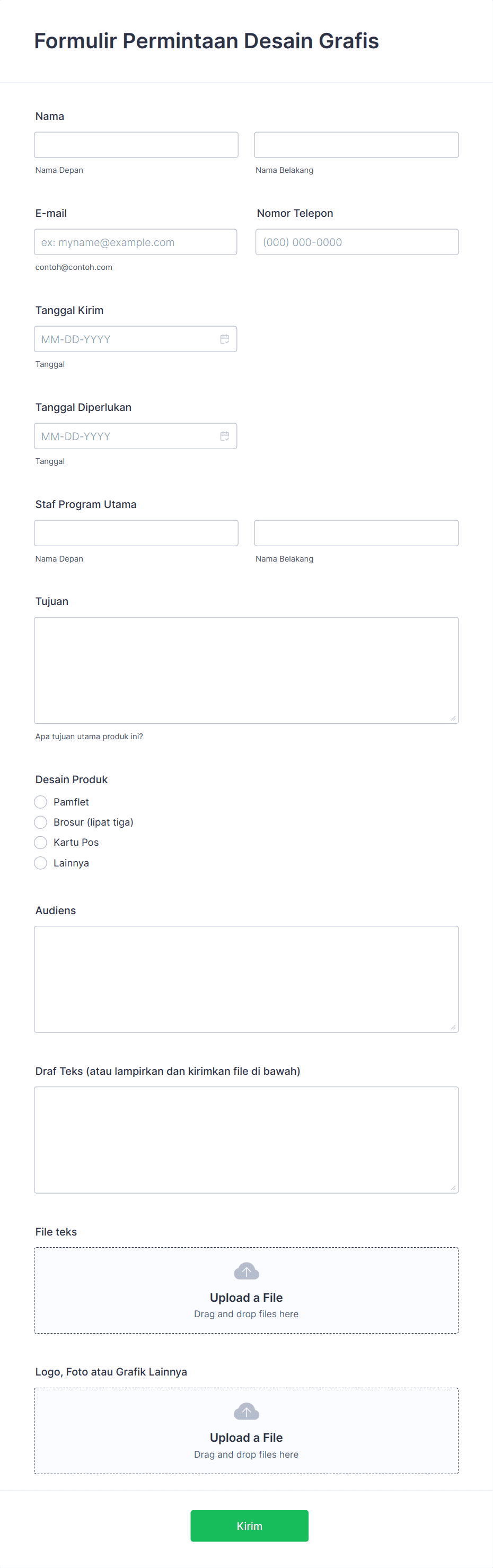Formulir Permintaan Desain Grafis Template Formulir | Jotform