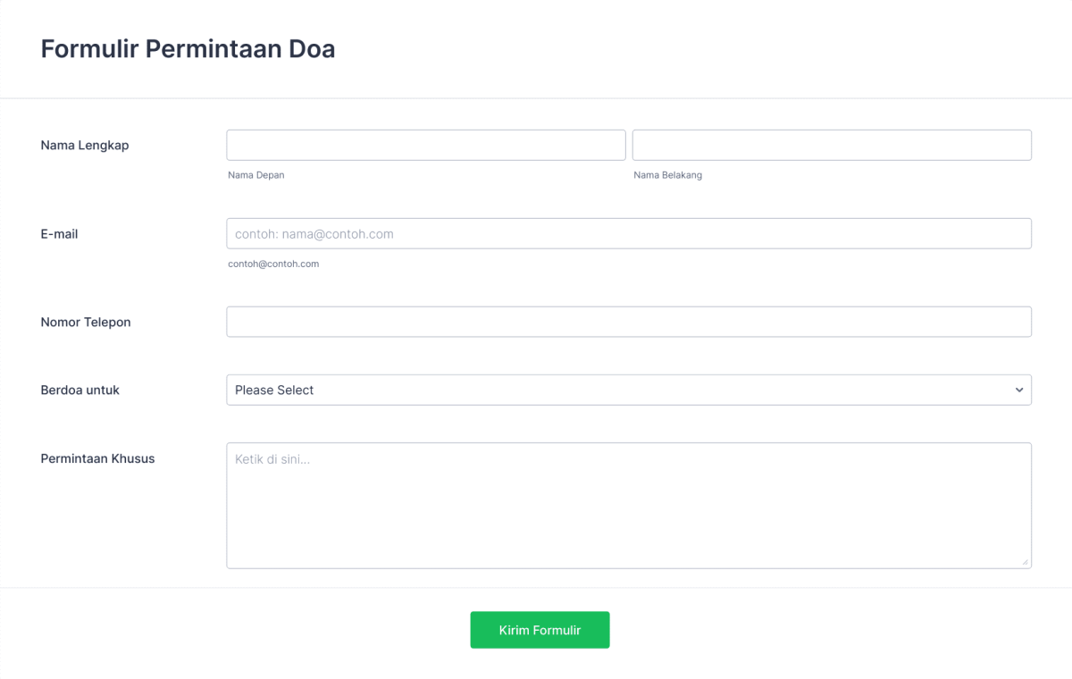 Formulir Permintaan Doa Pribadi Template Formulir | Jotform