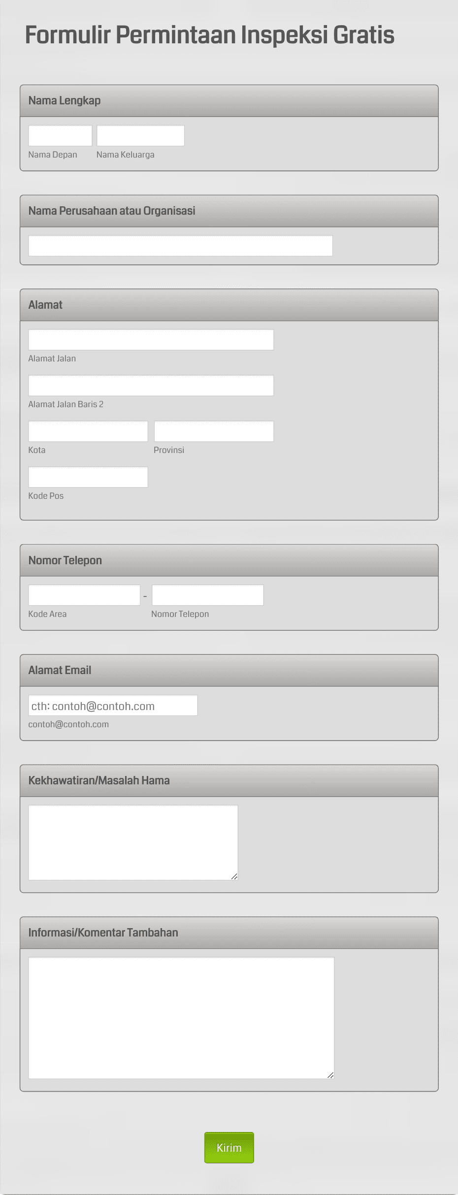 Formulir Permintaan Inspeksi Gratis Template Formulir | Jotform