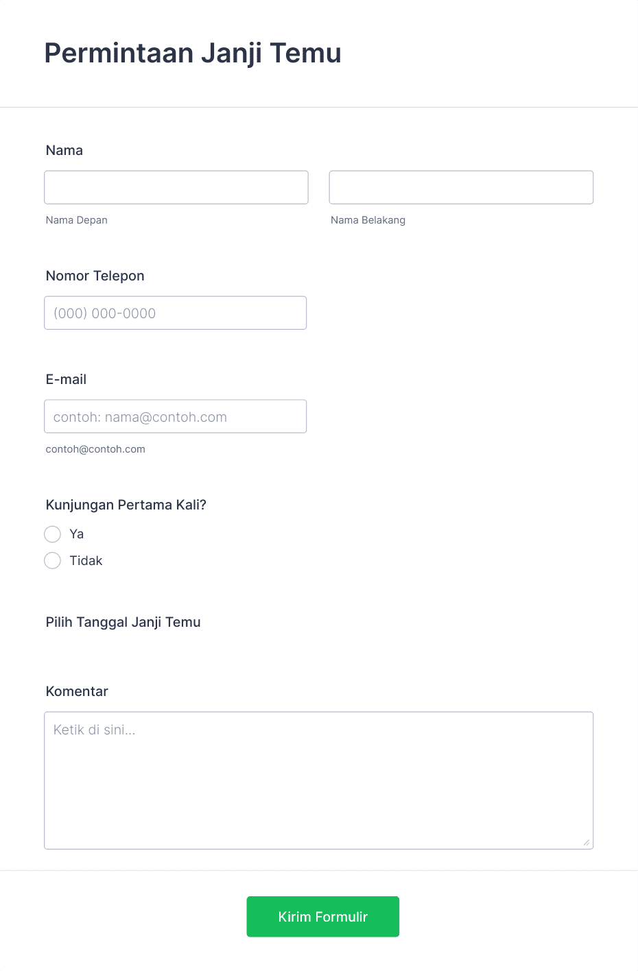 Formulir Permintaan Janji Temu Sederhana Template Formulir | Jotform