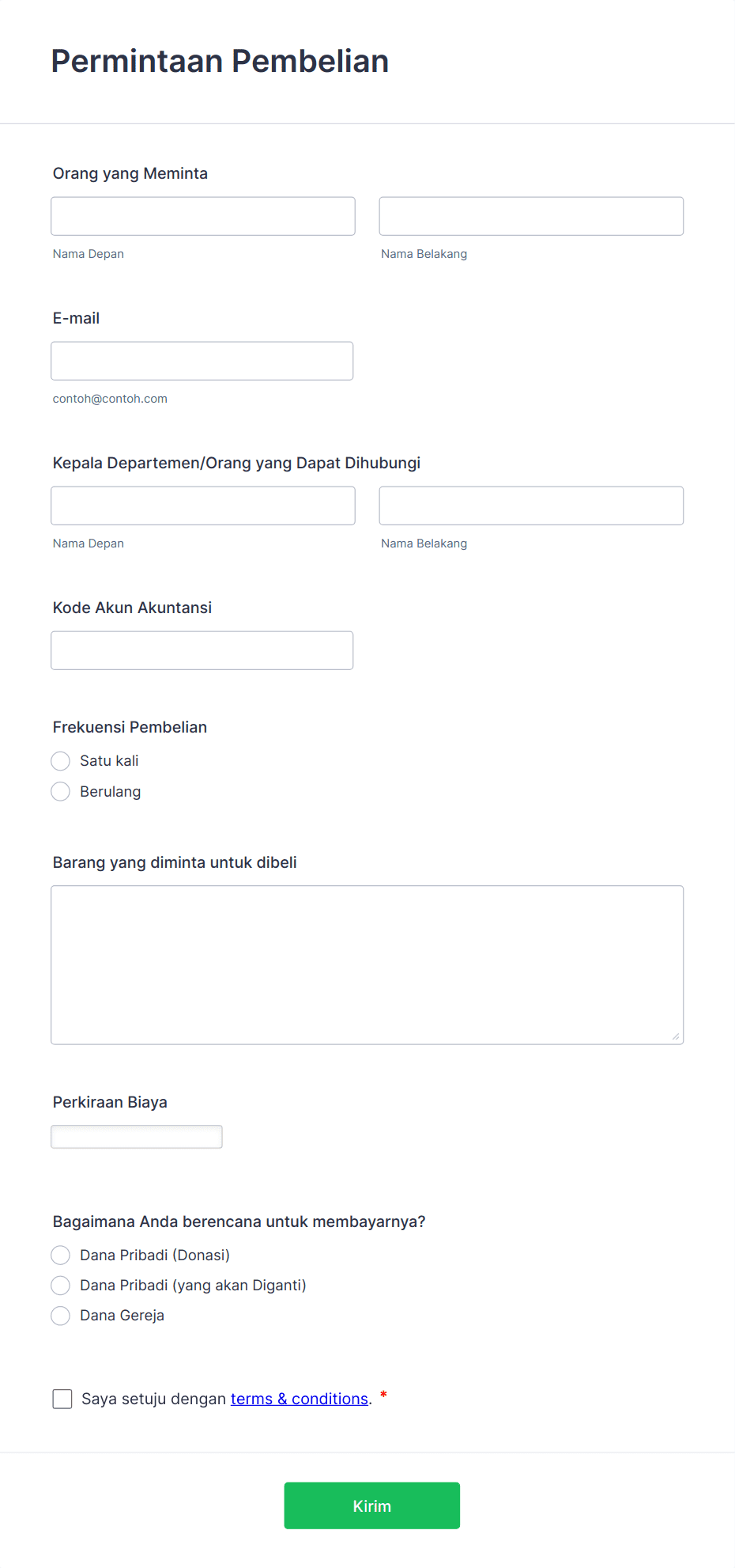 Formulir Permintaan Pembelian Template Formulir | Jotform