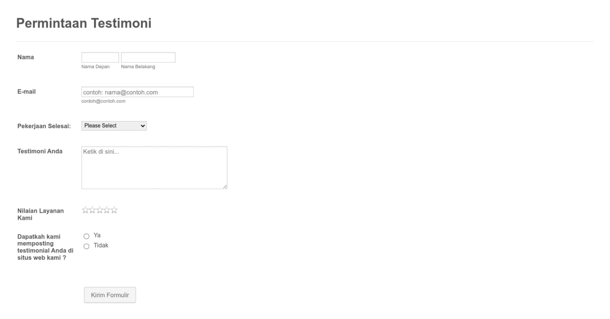 Formulir Permintaan Testimoni Template Formulir | Jotform
