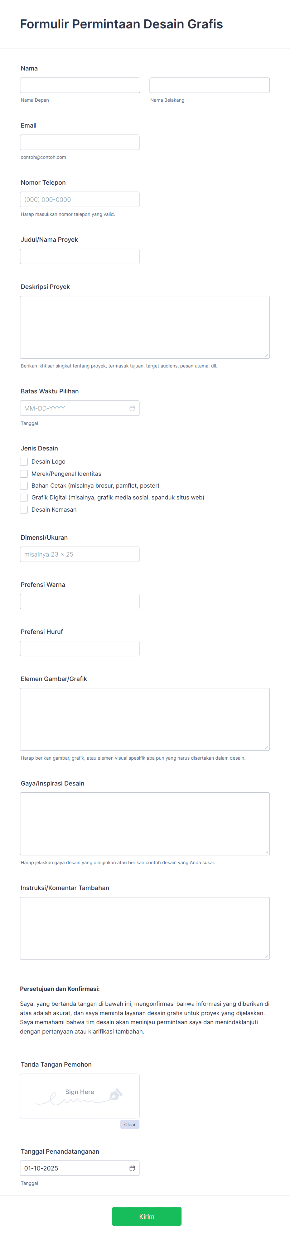 Formulir Permohonan Desain Grafis | Jotform