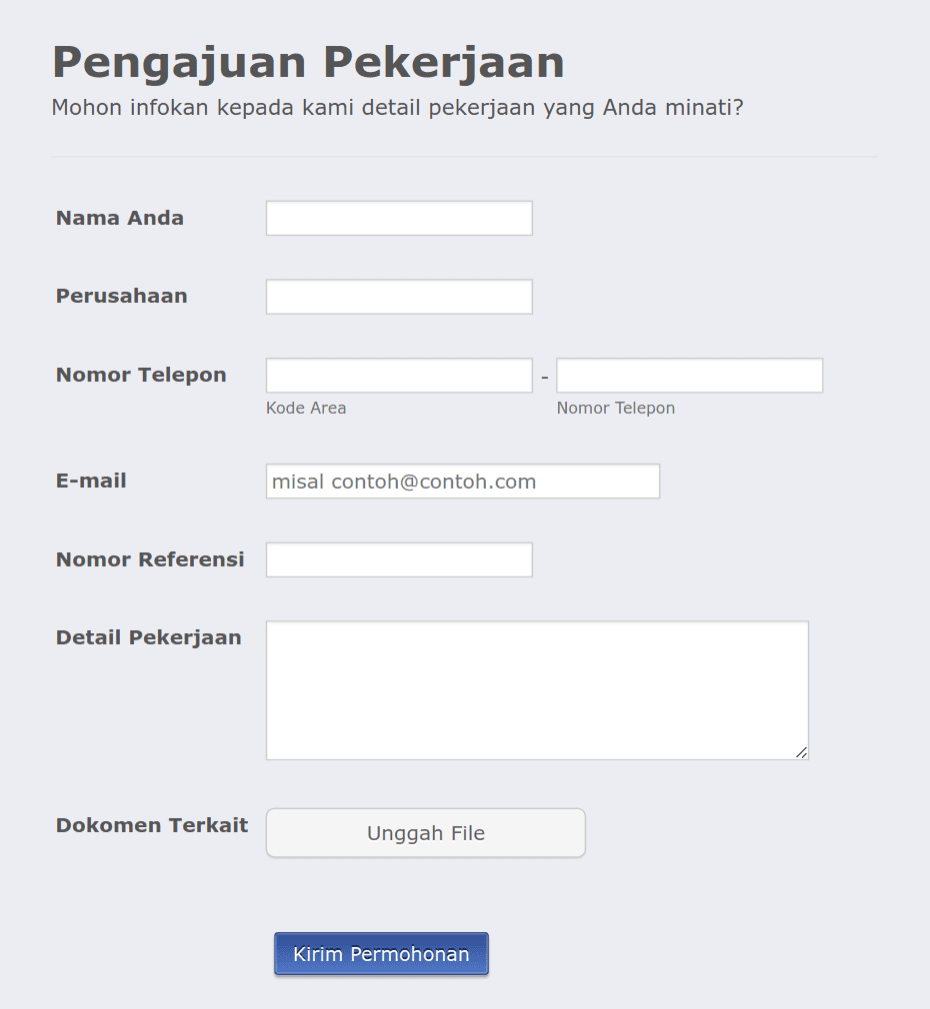 Formulir Permohonan Kerja Template Formulir | Jotform