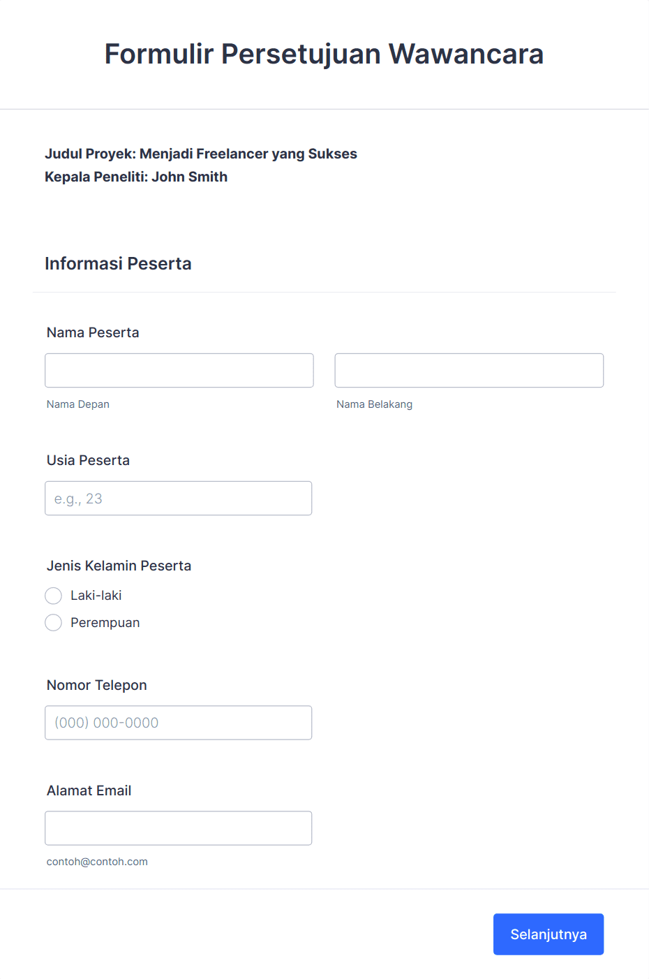 Formulir Persetujuan Wawancara Template Formulir | Jotform