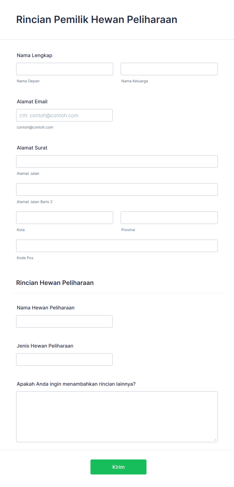 Formulir Resep Hewan Peliharaan Template Formulir | Jotform