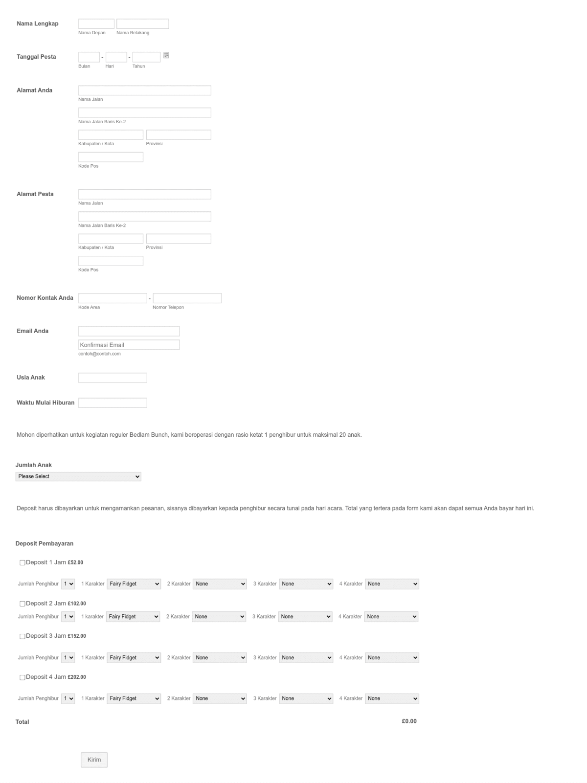 Formulir Reservasi Hiburan Template Formulir | Jotform