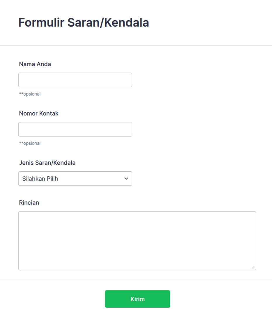 Formulir Saran/Kendala | Jotform