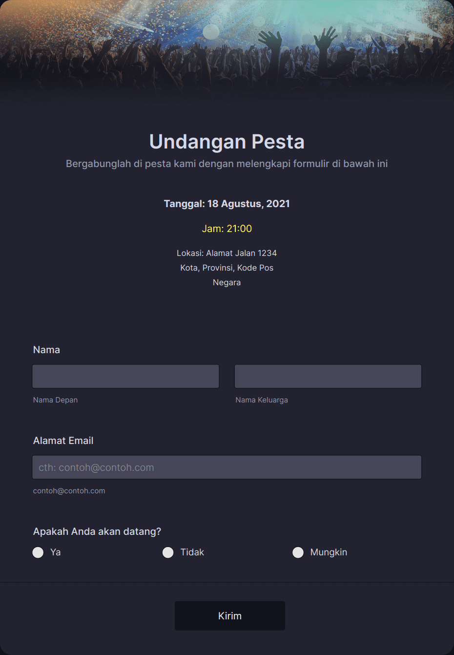 Formulir Undangan Pesta Template Formulir | Jotform