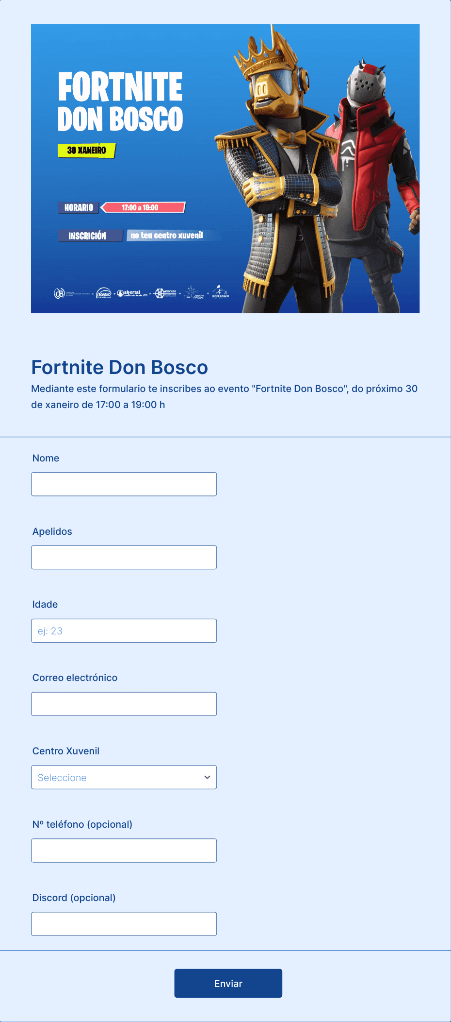 Fortnite Don Bosco Form Template | Jotform