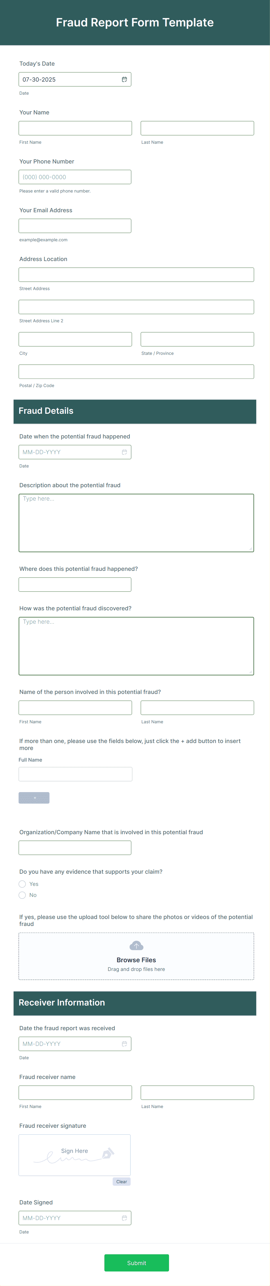 Fraud Report Form Template | Jotform