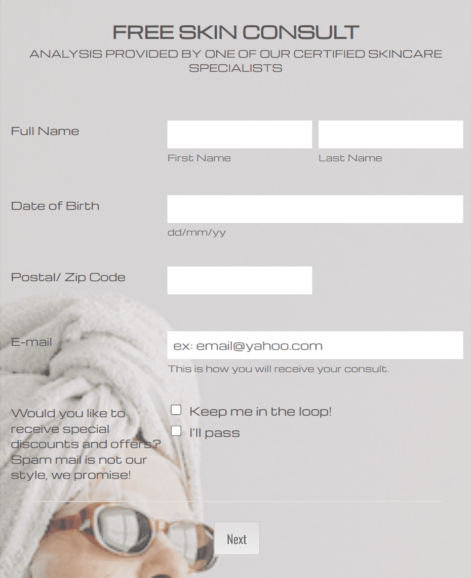 Free Skin Analysis and Consult Form Template | Jotform