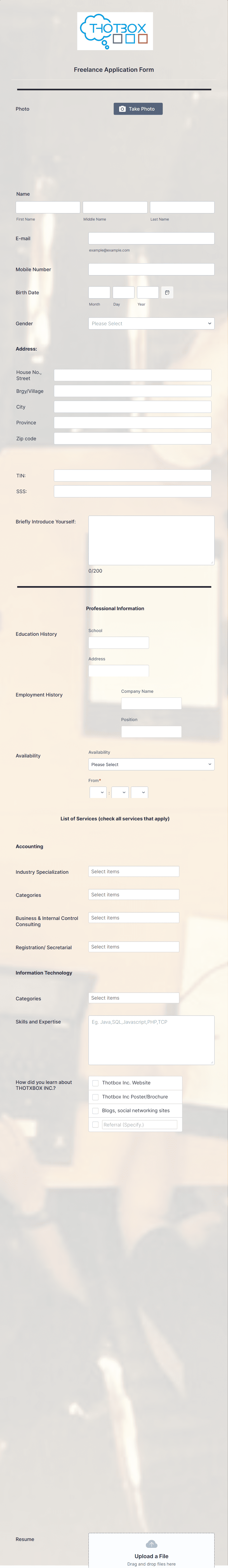 Freelance Application Form Template | Jotform