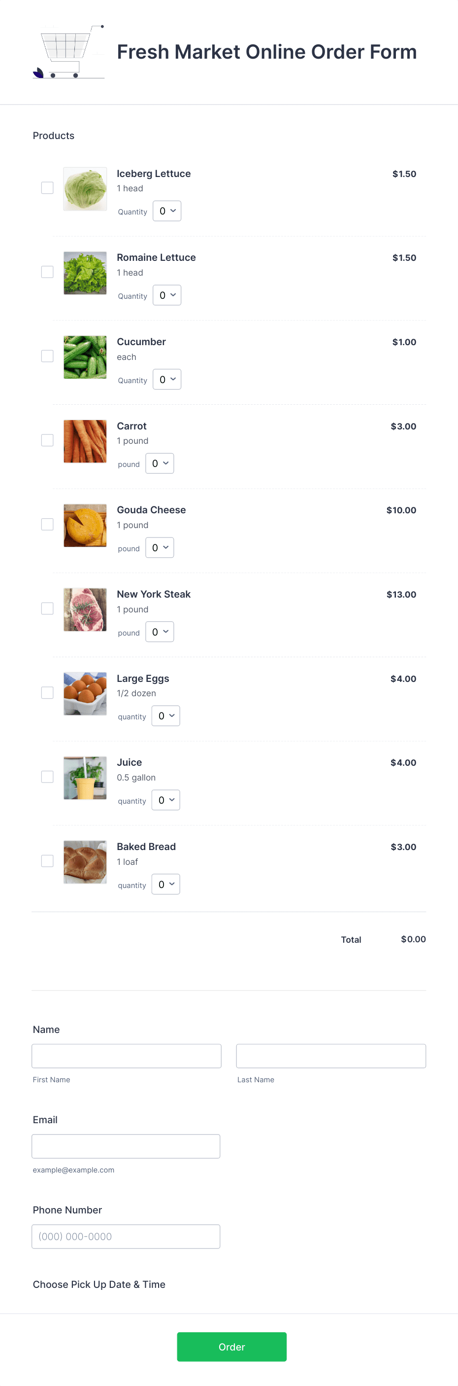 Fresh Market Online Order Form Template | Jotform