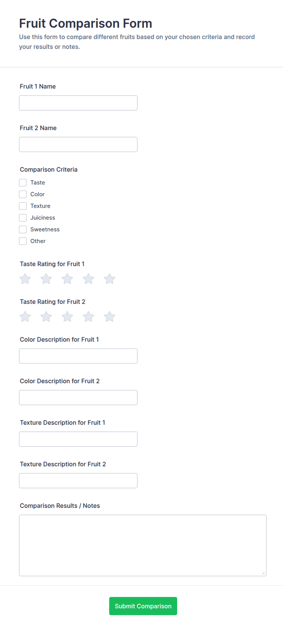 Fruit Comparison Form Template | Jotform